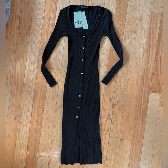 Zara | Dresses | Nwt Zara Button Down Ribbed Midi Dress | Poshmark